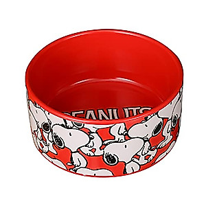 Fetch for Pets Peanuts Orange Snoopy Ceramic Dog Bowl, 3.5 Cups, Medium