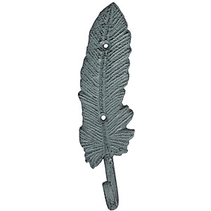 Stephanie Imports Decorative Rustic Iron Feathers Wall Coat Hooks (Set of 3)