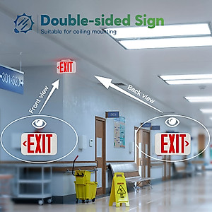 FREELICHT 6 Pack Red Double-Sided LED Exit Sign with Battery Backup,Exit Sign for Business,Easy to Install,UL Certified,AC 120/277V