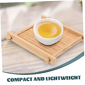 BESTOYARD 2pcs Bamboo Mat Coffee Serving Tray Decorative Coaster Bamboo Tea Serving Tray Decorative Serving Tray Anti Embellishments for Crafting Bamboo Cup Pad Office Breakfast Plate Wooden
