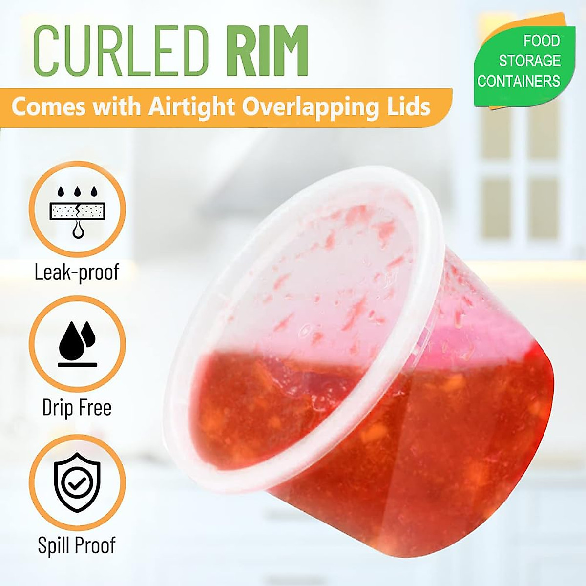 [65 Sets, 3 Sizes] Food Storage Containers with Lids, 8oz, 16oz, 32oz Plastic Deli Containers with Airtight Lids and Spoons, BPA Free, Stackable, Leakproof, Microwave | Dishwasher | Freezer Safe