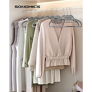 SONGMICS 30-Pack Coat Hangers, Premium Quality Plastic Suit Hangers, Heavy-Duty, S-Shaped Opening, Non-Slip, Space-Saving, 360º Swivel Hook, 16.3 Inches Long, Light Gray and Dark Gray UCRP041G05