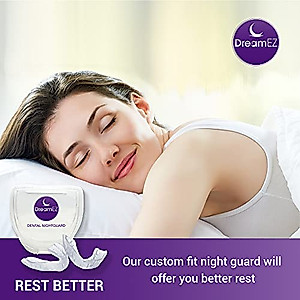 DreamEZ Custom Night Guards for Teeth Grinding, 2 Pack with Mouth Guard Case, USA Made, Mouth Guard for Clenching Teeth at Night, TMJ, Bruxism NightGuard - Moldable-Fit Dental Guard