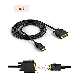 CableCreation DisplayPort to DVI Cable 6FT, Unidirectional DP to DVI Cable 1080P@60Hz Full HD, Gold-Plated DVI to DisplayPort Adapter Male to Male Compatible with Laptop, Monitor, Projector and More