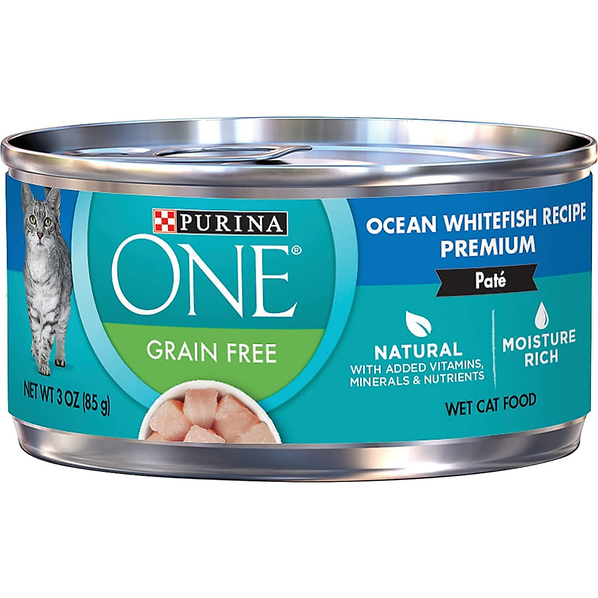 Purina ONE Grain Free Ocean Whitefish Recipe Moisture Rich,High in Protein (12 CANS) (NET WT 3 OZ Each)