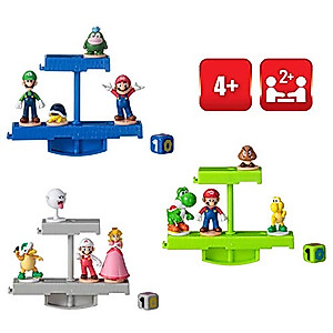 Epoch Games Super Mario Balancing Game Bundle, 3 Tabletop Action Games for Ages 4+ with 12 Collectible Super Mario Action Figures, Multi (7386)