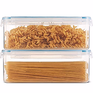 Komax Biokips Pasta Storage Containers w/Locking Lids (Set of 2) Airtight Food Storage Containers for Pantry - Pasta Containers for Organizing Pantry - Dishwasher Safe Canister Set (11.5 x 3.5 x 4.3)