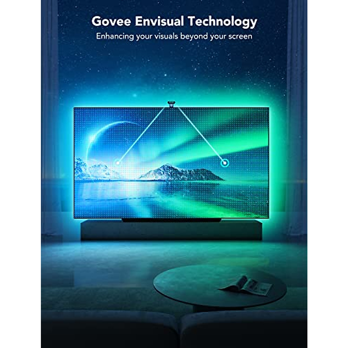Govee Envisual TV Backlight T2 with Dual Cameras Bundle with Govee RGBIC TV Light Bars