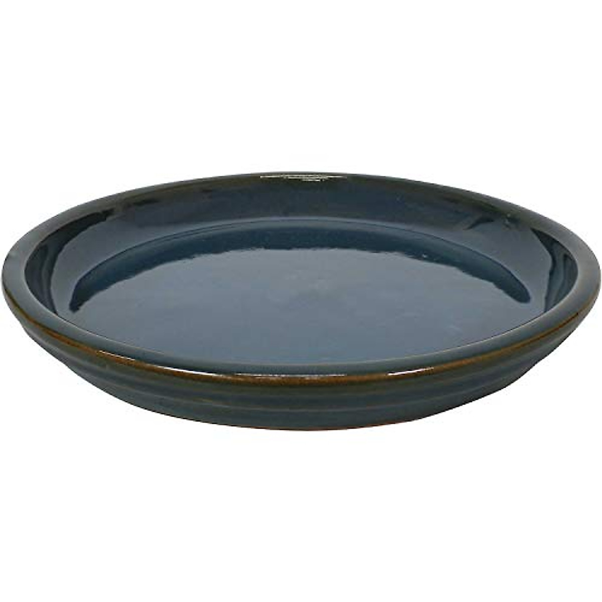 Sunnydaze Ceramic Indoor/Outdoor Flower Pot Saucers Set of 2 - UV- and Frost-Resistant - Forest Lake Green - 12-Inch