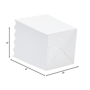 100 Pack Mini Popcorn Containers for Party Supplies, Bulk White Treat Boxes with Scalloped Edges for Movie Night Decorations (3 x 4 In)