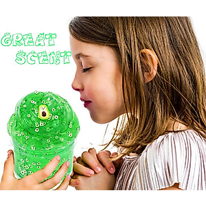 Glimmer Slime 2 Pack, Great Smell Crunchy Slime with Stitch Slime and Avocado Slime, Non Sticky,Super Soft Sludge Toy, Birthday Gifts for Kids,DIY Crystal Boba Slime Party Favor for Girls & Boys