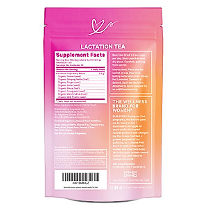 Pink Stork Organic Lactation Support Tea for Breast Milk Supply - Fenugreek, Milk Thistle, Fennel - Breastfeeding Essentials, Caffeine-Free - 15 Sachets, Smooth Vanilla