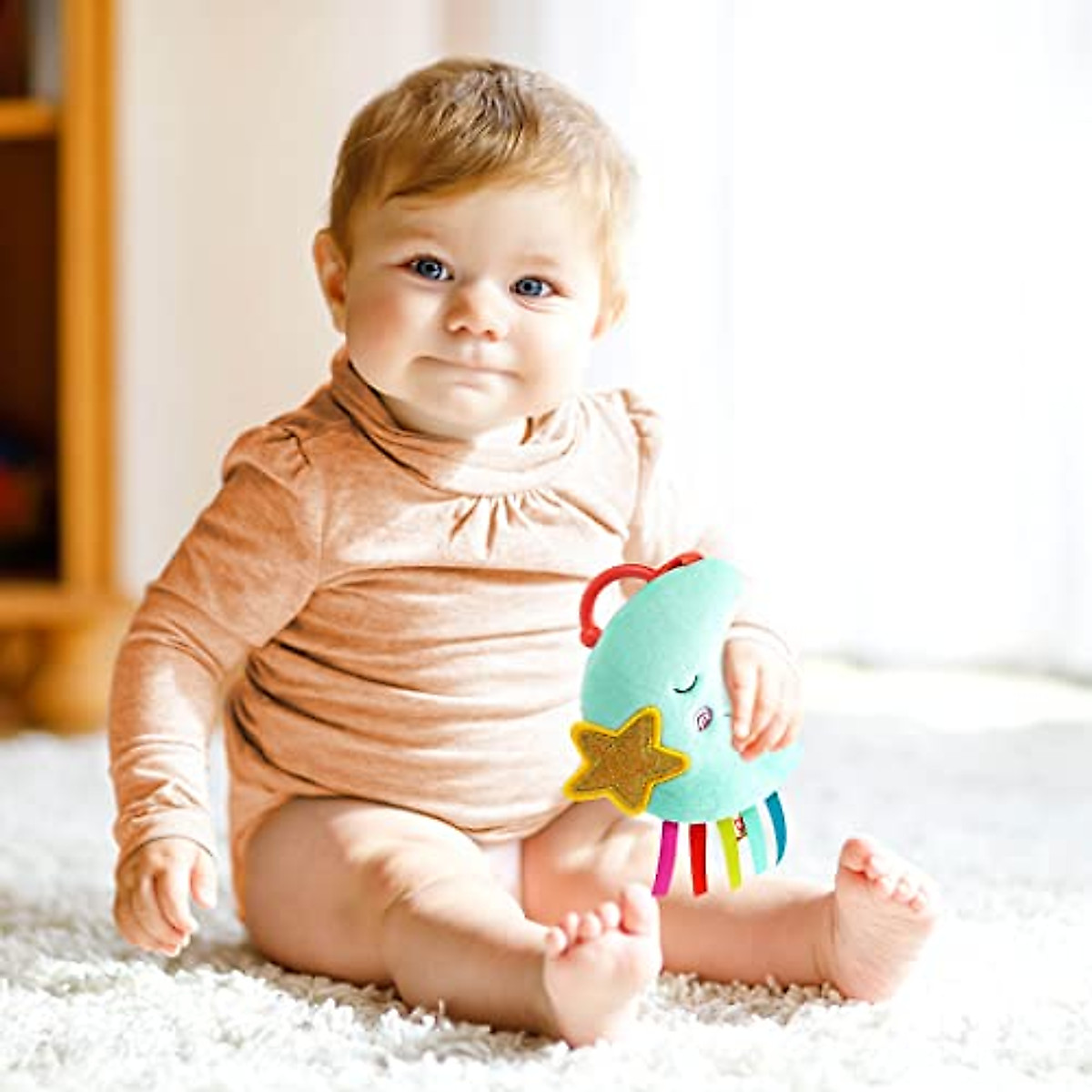 B. baby – 3 Sensory Baby Toys – Crinkle Toys For Newborns, Infants – Hanging Toys For Car Seat, Stroller, Crib – Sun, Cloud, Moon – 0 Months + – Crinkly Wonders