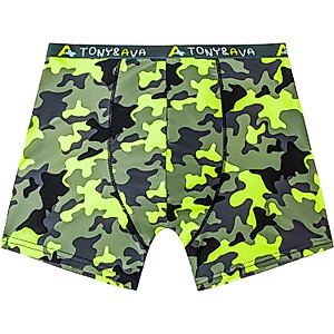 Tony and Ava Incontinence Boxer Briefs for Boys with Special Needs | Soft Cotton Liner | Slim Fit Underwear for Boys (120 lbs) | Comfortable, Camouflage Design, Pack of 2 (Large)