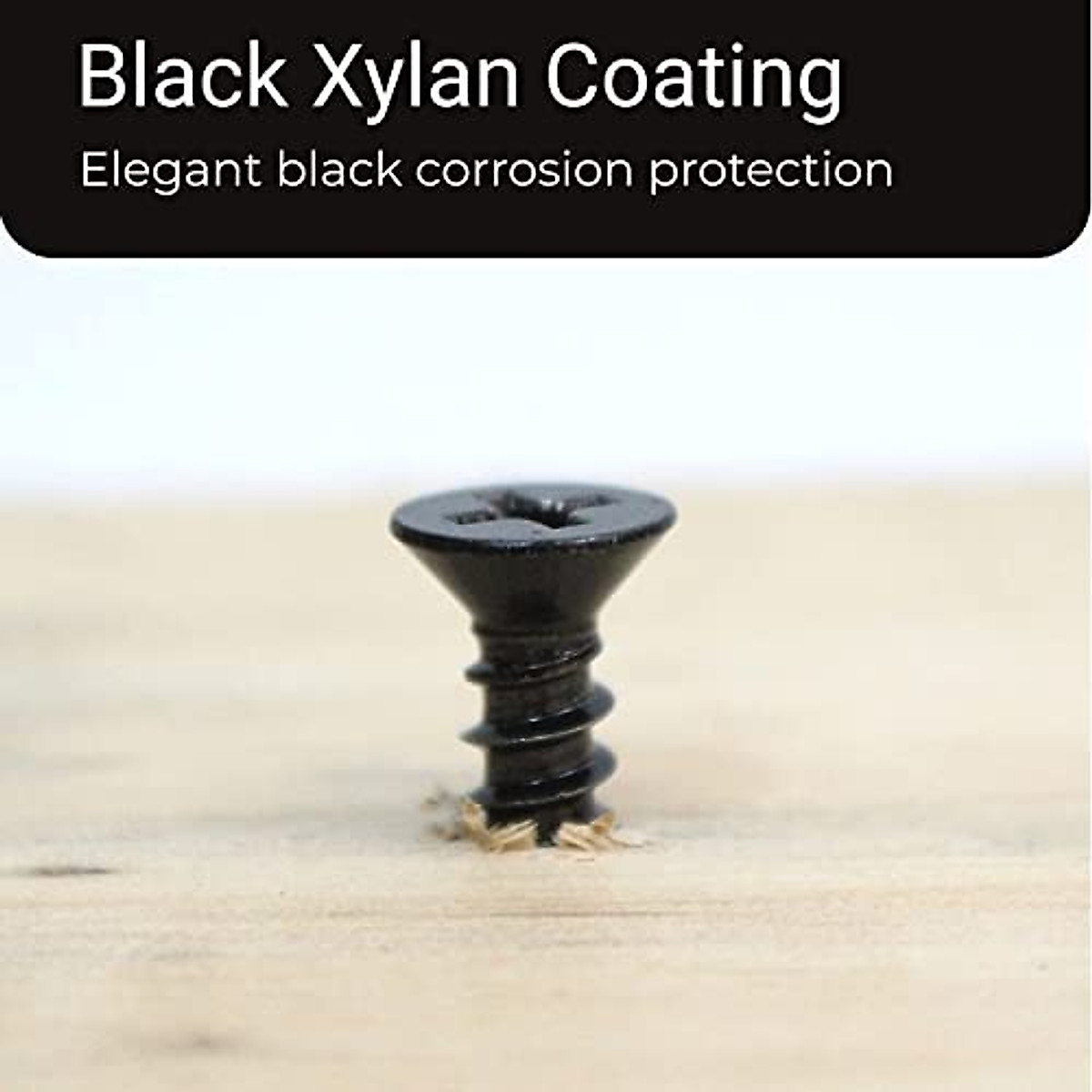 Bolt Dropper No. 8 x 2'' Black Screws, Xylan Coated Stainless Flat Head Phillips Wood Screw Deep Cut (25 Pack), 18-8 (304) Stainless Steel Anti Corrosion