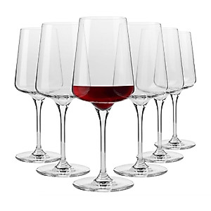 Krosno Red Wine Glasses | Elegant Design | Set of 6 | 16.91 oz | Infinity Collection | Traditional Craft | Ideal for Home Restaurant and Party | Dishwasher Safe | Gift Idea | Made in Europe