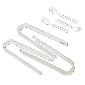 Ice Chilled 4 Compartment Condiment Server Caddy - Serving Tray Container with 4 Removable Dishes and Hinged Lid | 3 Serving Spoons + 3 Tongs Included
