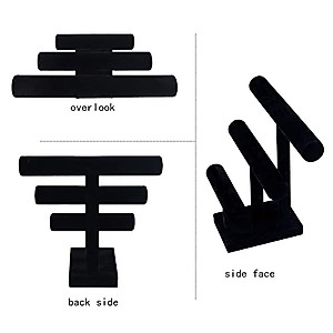 ByKen Jewelry Detachable T Bar Bracelet Display Stand,Bracelet Organizer,Bracelet Holder,Jewelry Display Stand, Long Necklace Bangle Scrunchie Watch Organizer (3 tier, Black