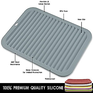 Smithcraft Silicone Trivets for Hot Dishes, Pots and Pans, Hot Pads for Kitchen Counter, Silicone Pot Holders Mats, Heat Resistant Mat for Quartz Countertops, Multi Use Silicone Trivet Mat Set 2 Teal