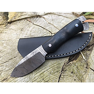 Perkin Damascus Steel Knife Hunting Knife With Sheath Bushcraft Knife - SK800