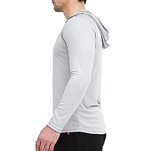 Men's UPF 50+ Sun Protection Hoodie Outdoor Long Sleeve T-Shirt for Running, Fishing, Hiking Grey