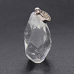 Healing Crystal Stone Pendant Amethysts Rose Pink Clear Crystal Faceted Reiki Stone Pendant Necklace PE065 (Clear Crystal)