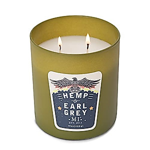 Manly Indulgence Hemp & Earl Grey Scented Jar Candle, All American Collection, 2 Wick, Green, 15 oz - Up to 60 Hours Burn