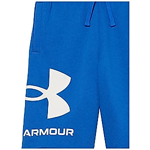 Under Armour Boys Rival Fleece Logo Shorts, (486) Versa Blue / / Onyx White, Youth Small