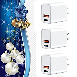 20W USB C Charger 1 Pack + 20W USB C Charger 2 Pack, Udaton 20W Dual Port New USB C Wall Charger for Apple Watch Series 8, Type C Charging Compatible for ipad iPhone 13 14 Pro Max