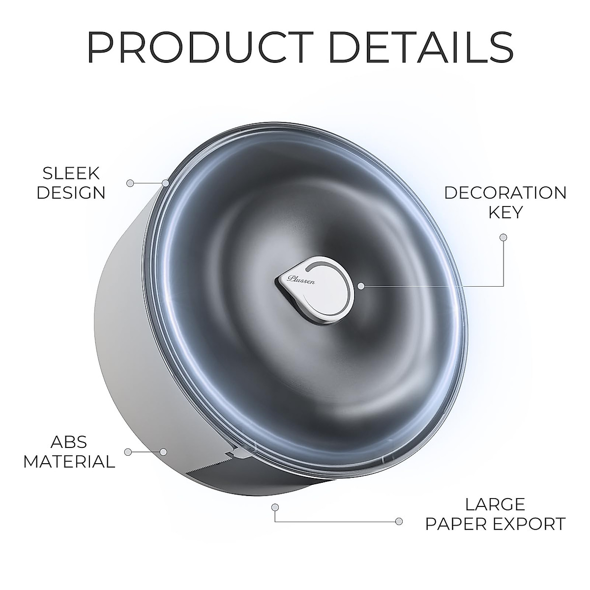 PLUSSEN Toilet Tissue Dispenser Wall Mount, Adhesive No Drilling Jumbo Roll Toilet Paper Towel Dispenser, 9 Inch Single Roll Toilet Paper Dispenser Key Lock, ABS Plastic, Black-PN51023