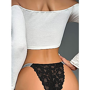 Floerns Women's Glitter Tape Seamless Underwear Panty Low Rise Thongs Black M