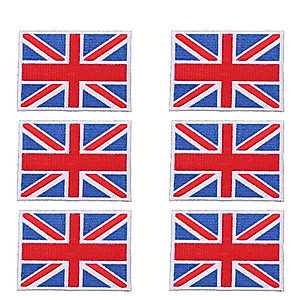 TENDYCOCO British Union Jack Embroidered Patch England Flag UK Great Britain Iron on Sew on Emblem Art Craft Patches for Clothes Jacket Costume Hat 6pcs