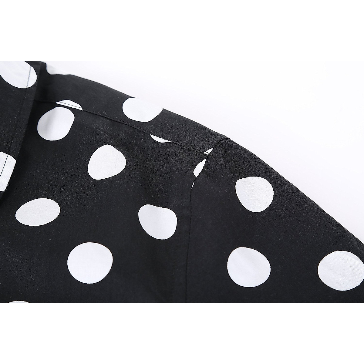 Men's Regular-Fit Short Sleeve Dress Shirt Premium Polka Dot Prints Button Down Casual Cotton Shirts for Men