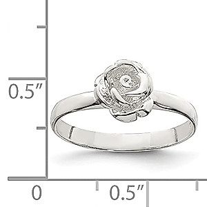 IceCarats 925 Sterling Silver 8mm Rose Flower Ring Size 7