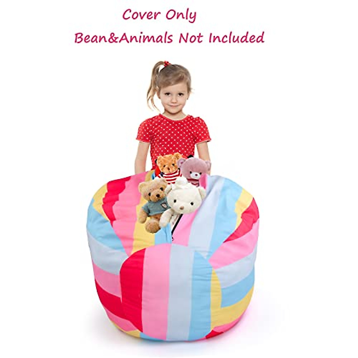 KABOER Bean Bag Cover for Kids,200L Stuffed Animal Storage Bean Bag Chair Cover |Stuffable Zipper Beanbag for Organizing Children Soft Plush Toys (32x29inch)