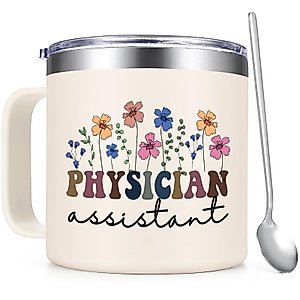 Physician Assistant Gifts for Women, Physician Coffee Mug for National Physician Assistant Day, Birthday and Christmas, 14oz Stainless Steel Insulated Coffee Mug for Physician Assistant, Creamy White