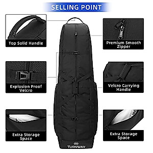 TurnWay Foldable Padded Golf Travel Bag, Heavy Duty 900D Polyester Golf Club Bag Waterproof Golf Carry Bag Cart Bag with Wheels, Soft-Sided Spacial Size for Golf Gear Transportation(Black)