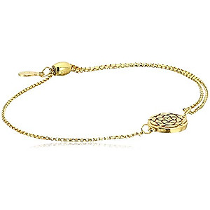 Alex and Ani Path of Symbols Adjustable Pull Chain Bracelet for Women, New Beginnings Charm, 14K Gold Plated Sterling Silver, 5.5 to 9.5 in