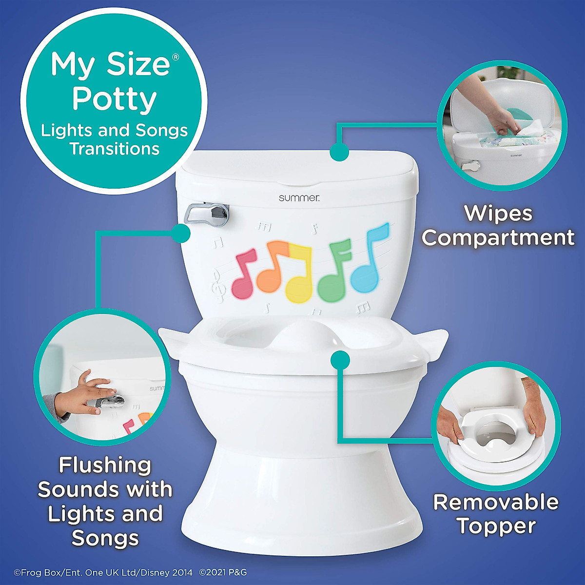 Potty Training Seat Starter Kit—My Size Potty Lights & Songs Transitions and Pampers Easy Ups 2T-3T Potty Training Underwear for Boys and Girls, Size 4, 140 Count (Packaging May Vary)