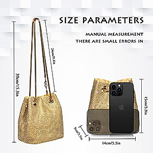 AOYUNHUI Evening Bags Crossbody Bags for Women Shiny Bucket Bag Clutch Purse for Women Girls Shoulder Handbag Rhinestone Purse for Women Wedding Prom Party Club Bling Bling Sparkling-Gold