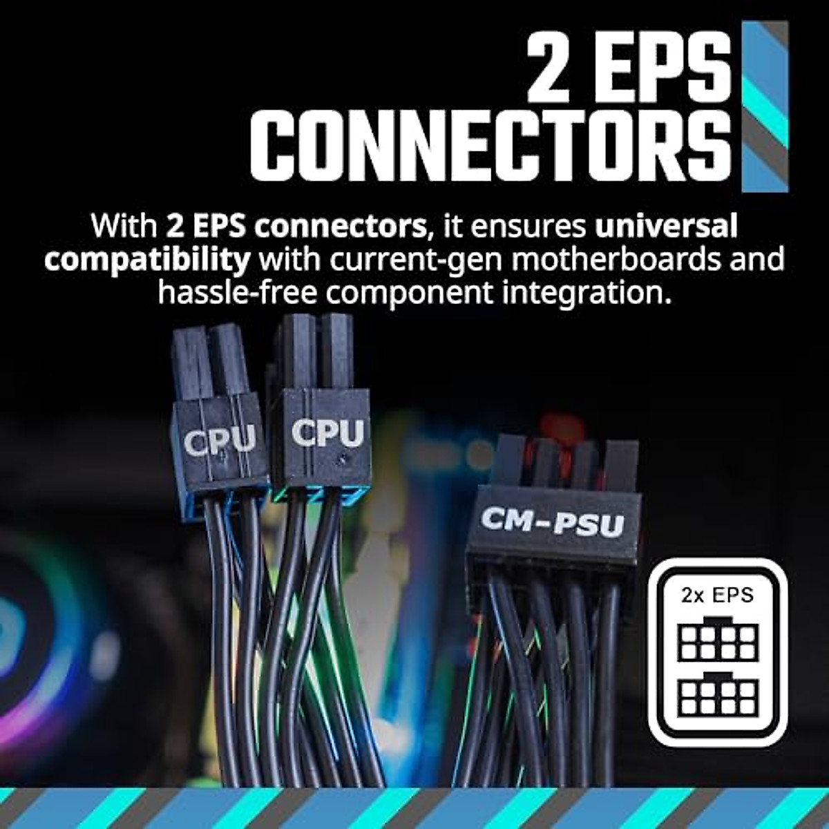 Cooler Master MWE Gold 750 V2 Full Modular, 750W, 80+ Gold Efficiency, GPU Support RTX 4070 Super, 2 EPS Connectors, 120mm HDB Fan, Semi-fanless, 5-Year