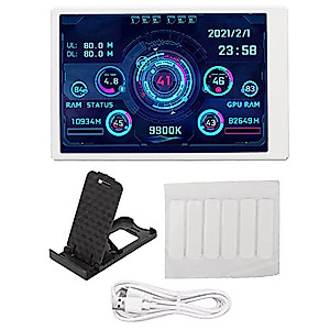 Computer Temp Monitor, IPS Full View Display 3.5in PC Temperature Display Plug and Play for Home (White)