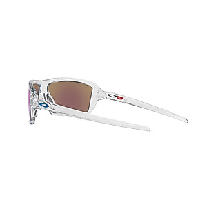 Oakley Men's OO9129 Cables Rectangular Sunglasses, Polished Clear/Prizm Sapphire Polarized, 63 mm