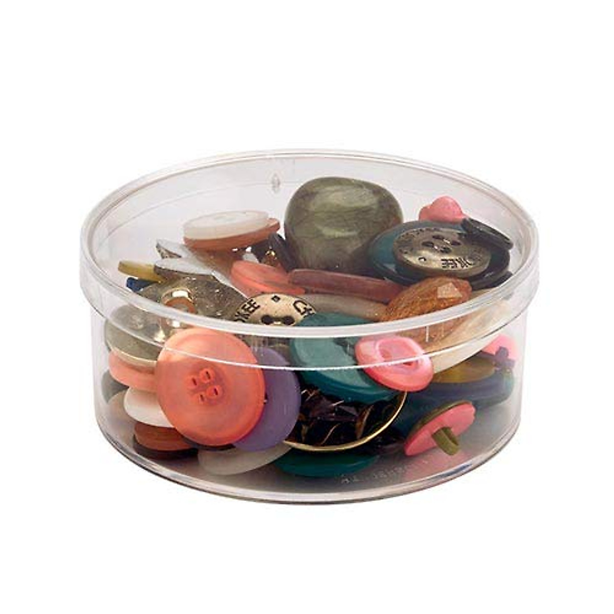 Pioneer Plastics 015C Clear Small Round Plastic Container, 3.3125" W x 1.3125" H, Pack of 4