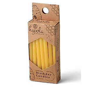 Hyoola Beeswax Birthday Candles – 24 Pack Mini Birthday Candles - All Natural 100% Unscented Pure Beeswax Candles - Handmade in The USA - Yellow