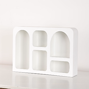 Ella & Emma White Decorative Floating Wall Shelf, Geometric Arched Wall Shelf, Boho Nordic Modern Style Shelves for Wall Decor, Wall Mounted Shelf Storage Nursery, Bedroom, Living Room, Bathroom