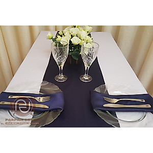 Parfair Dessin Pack of 10 Satin Table Runners 12 x 108 inch for Wedding Banquet Reception Party Decoration, Bright Silk and Smooth Fabric Party Table Runner - Navy Blue