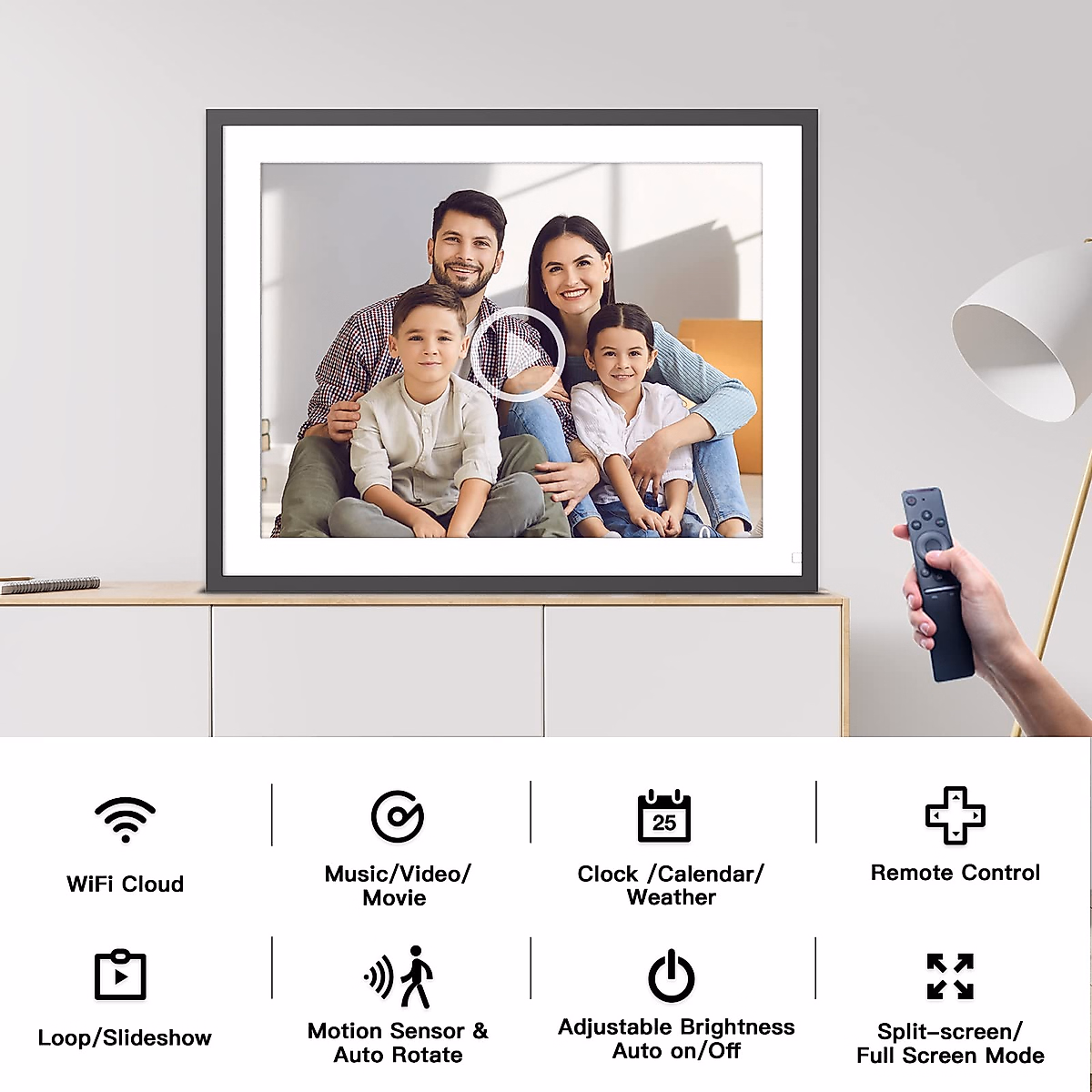 Large-Digital-Photo-Frame 32GB Electronic Photo Frame - 17-Inch Dual-WiFi Cloud Frame, FHD Touch Screen, Full Function, Auto-Rotate, Share Photos Video via App Email, Free Cloud, Gift for Grandparents