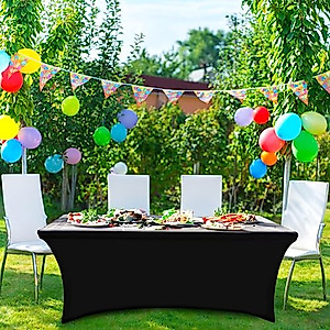 YOUR CHAIR COVERS - 6 ft Rectangular Fitted Spandex Tablecloths, Stretch Elastic Table Cover for Patio, Party, Birthday, Vendor, DJ, Massage Table - Black