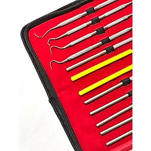 Premium Set of 12 Stainless Steel Precision Micro Probe Set Combo-Straight, Single, Short Double, Long Double, Triple and Hook Tips -Pick Tool Set 5.5"(14CM) (Set of 5 Each)
